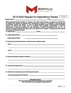 2019-2020 Dependency Override Request